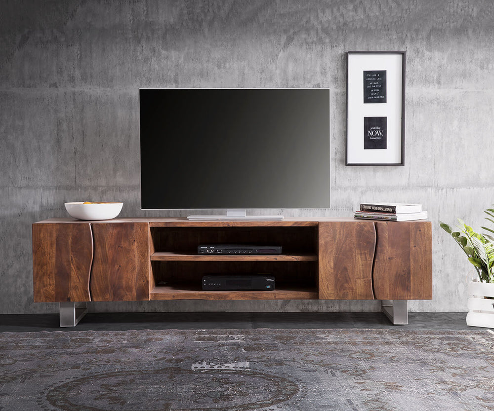 TV Stand Olympus Classic Live-Edge 200cm 2 Compartments Acacia Wood Br