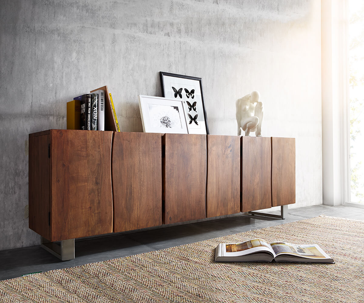 Sideboard Olympus Classic Live-Edge 220cm 6 Doors Acacia Wood Brown