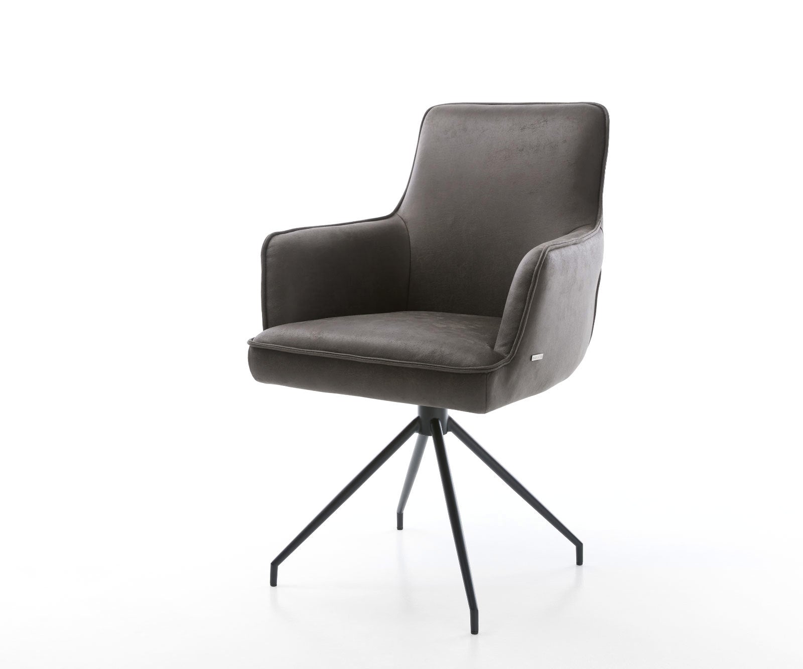 Dining Chair Heira Microfiber Anthracite Vintage Cross Conical Base Bl