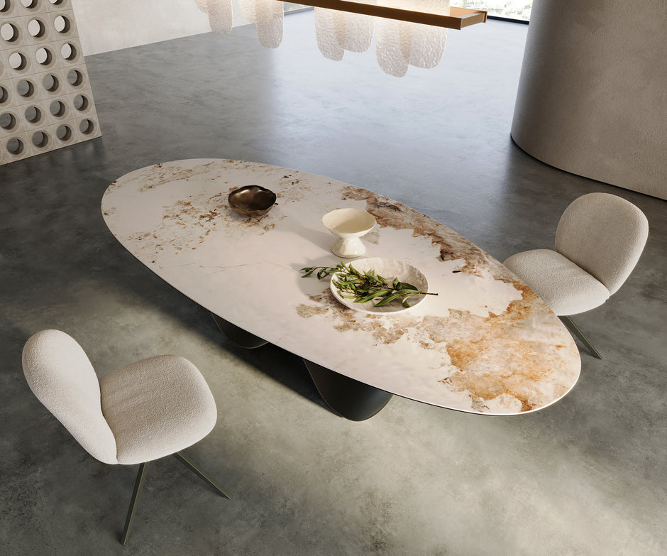 Dining Table Aurora Oval Ceramic 280cm Minas Melange Beige Infinity Fr