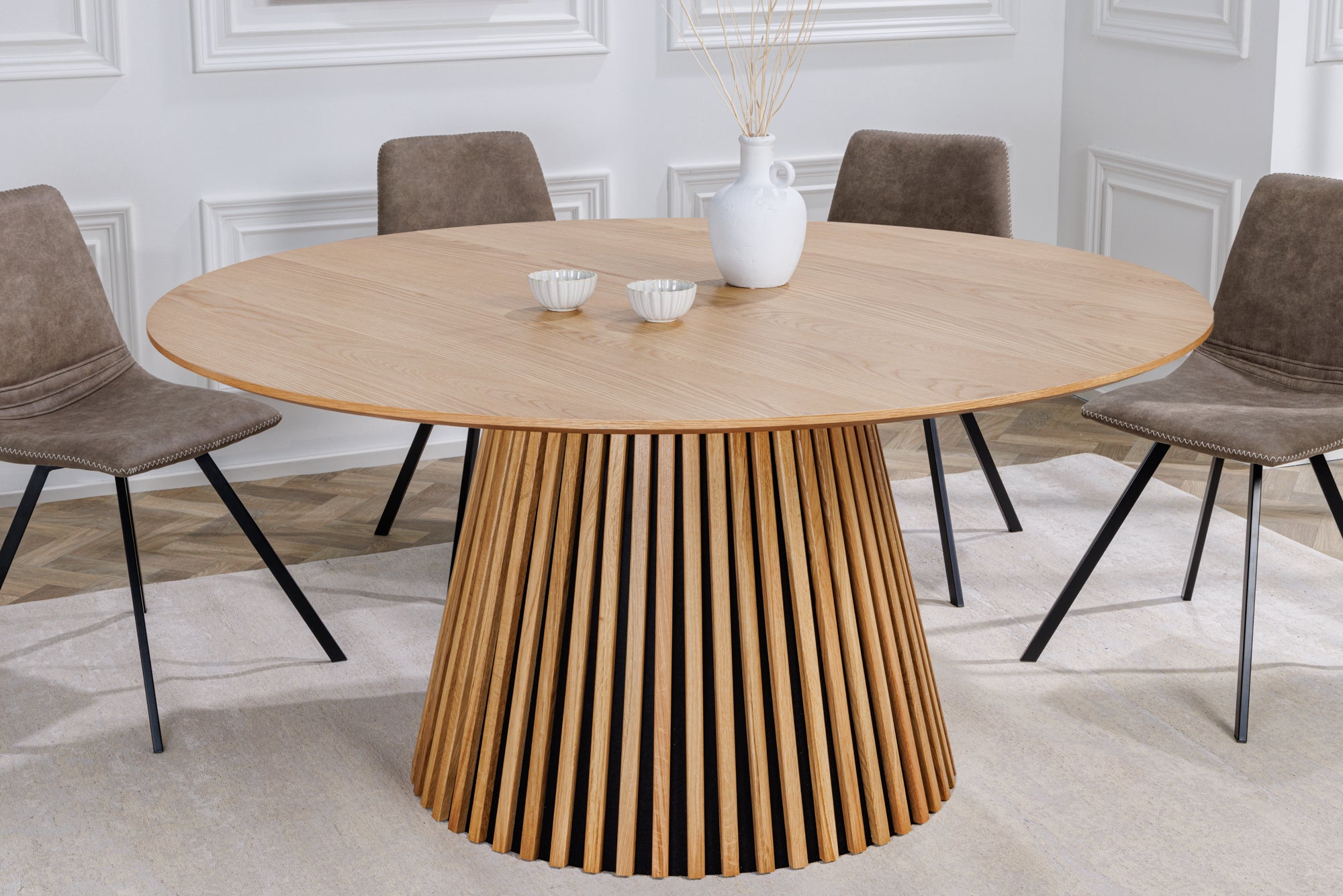 Round Dining Table Yoko 120cm Oak Wood Natural