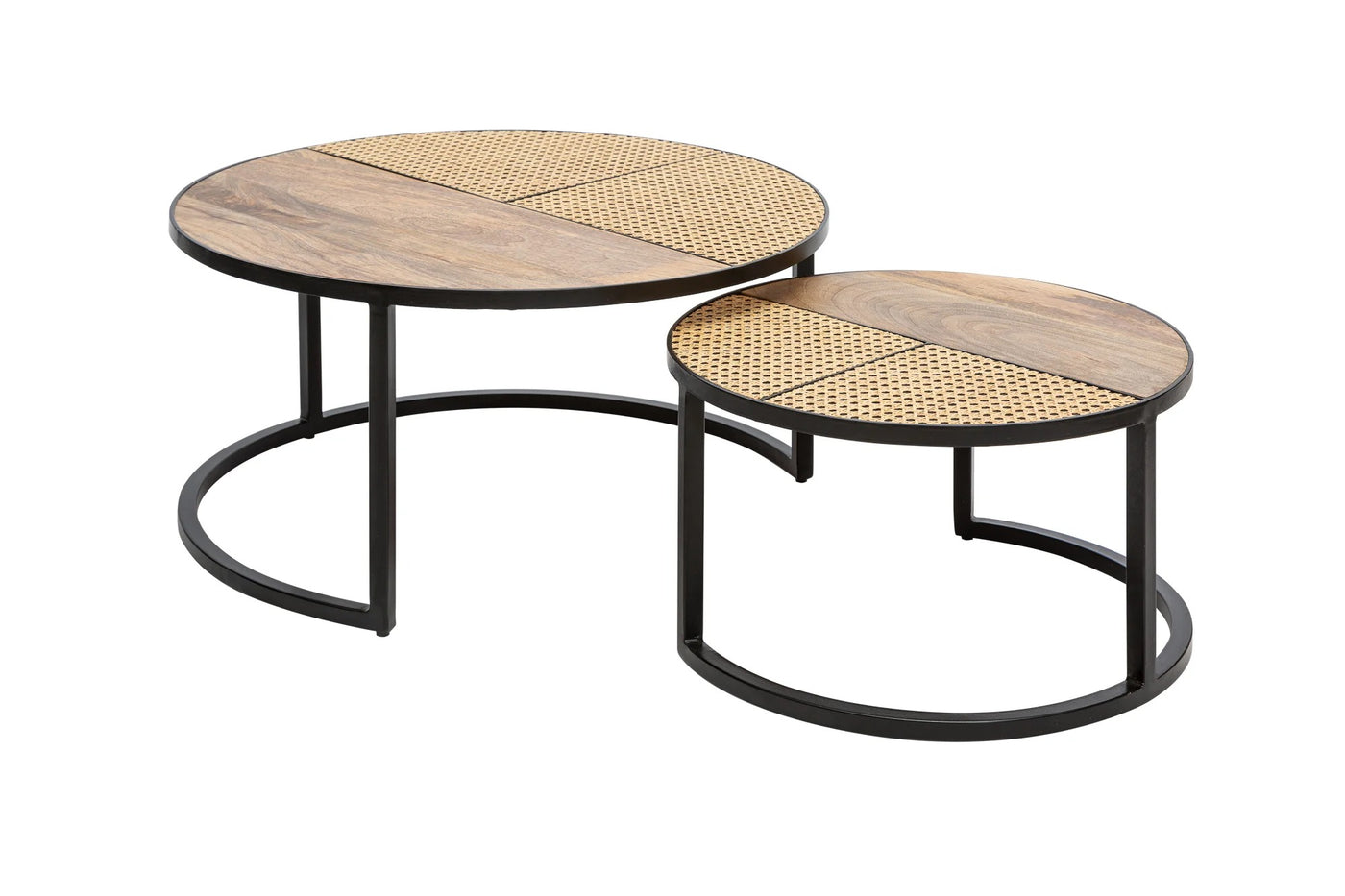 Set Of 2 Round Nesting Coffee Tables Vienna 50cm/70cm Mango Wood Natur