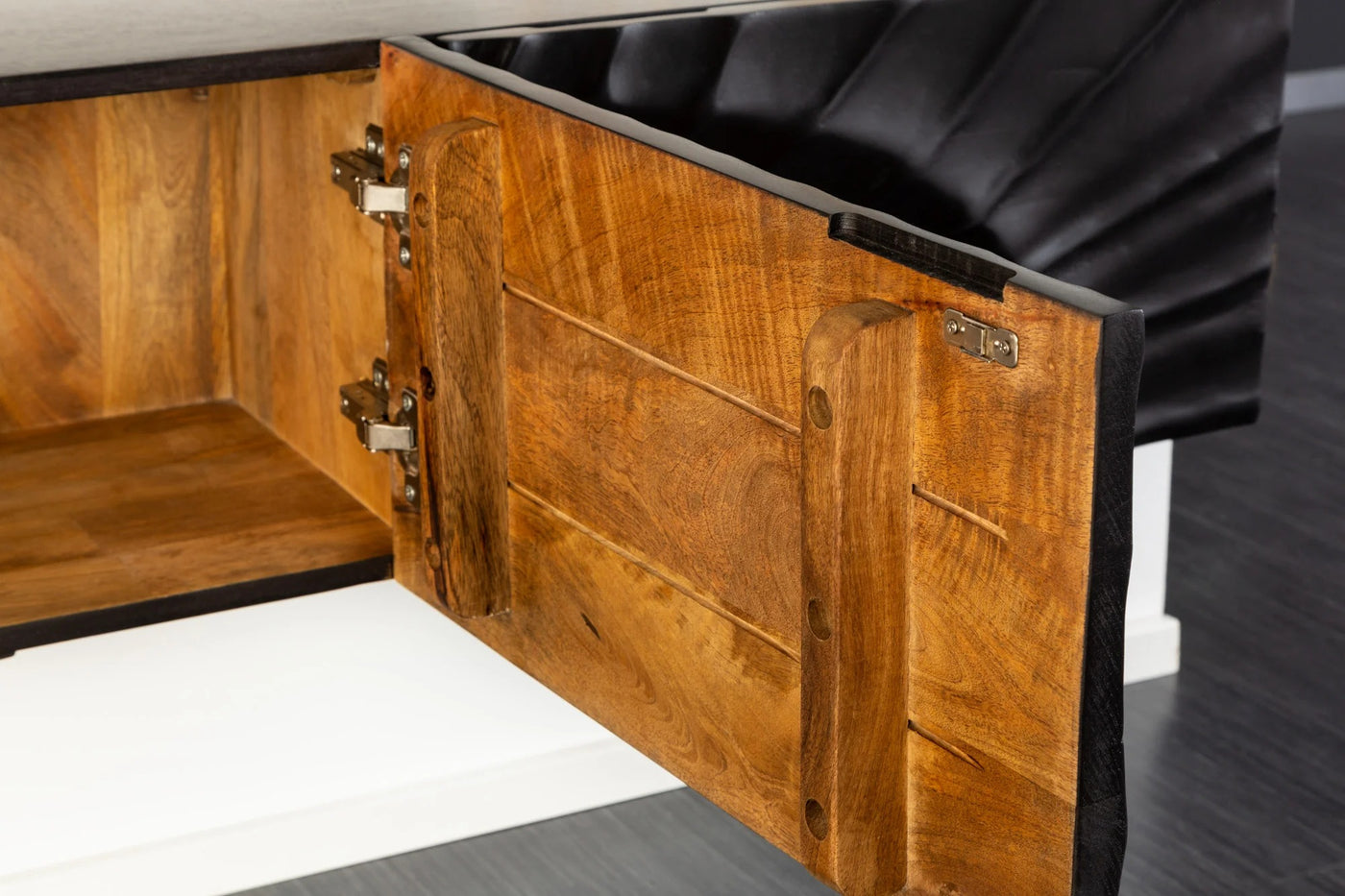 Floating TV Stand Fossil 160cm Mango Wood Black