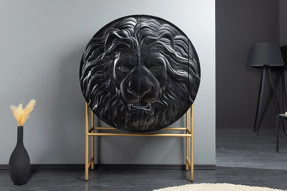 Cabinet Lion 140cm Mango Wood Black