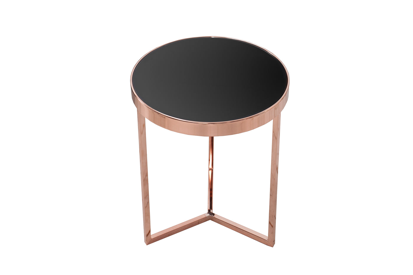 Round Side Table Art Deco 50cm Metal Copper