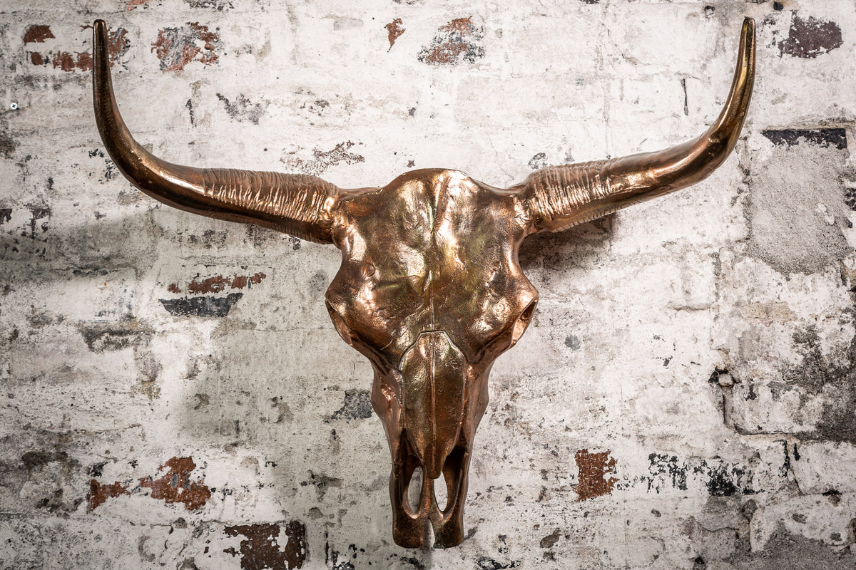 Decorative Skull Matador 70cm Metal Copper
