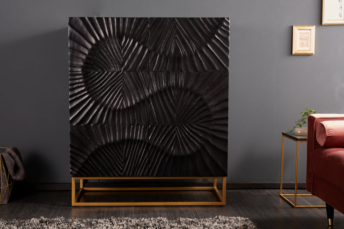 Cabinet Fossil 120cm Mango Wood Black